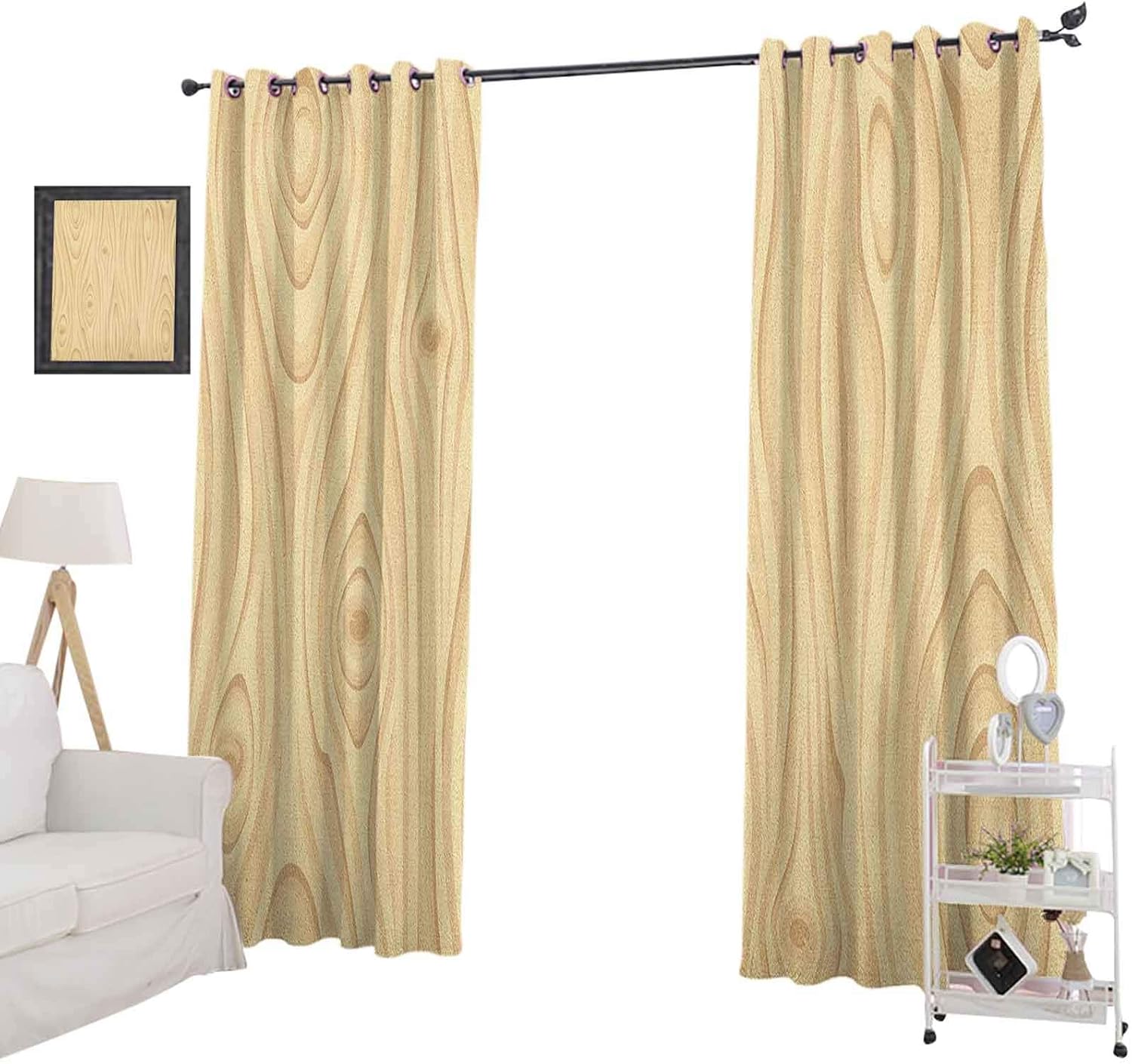 YUAZHOQI Beige Blackout Curtains for BedroomWooden Texture Pattern ...