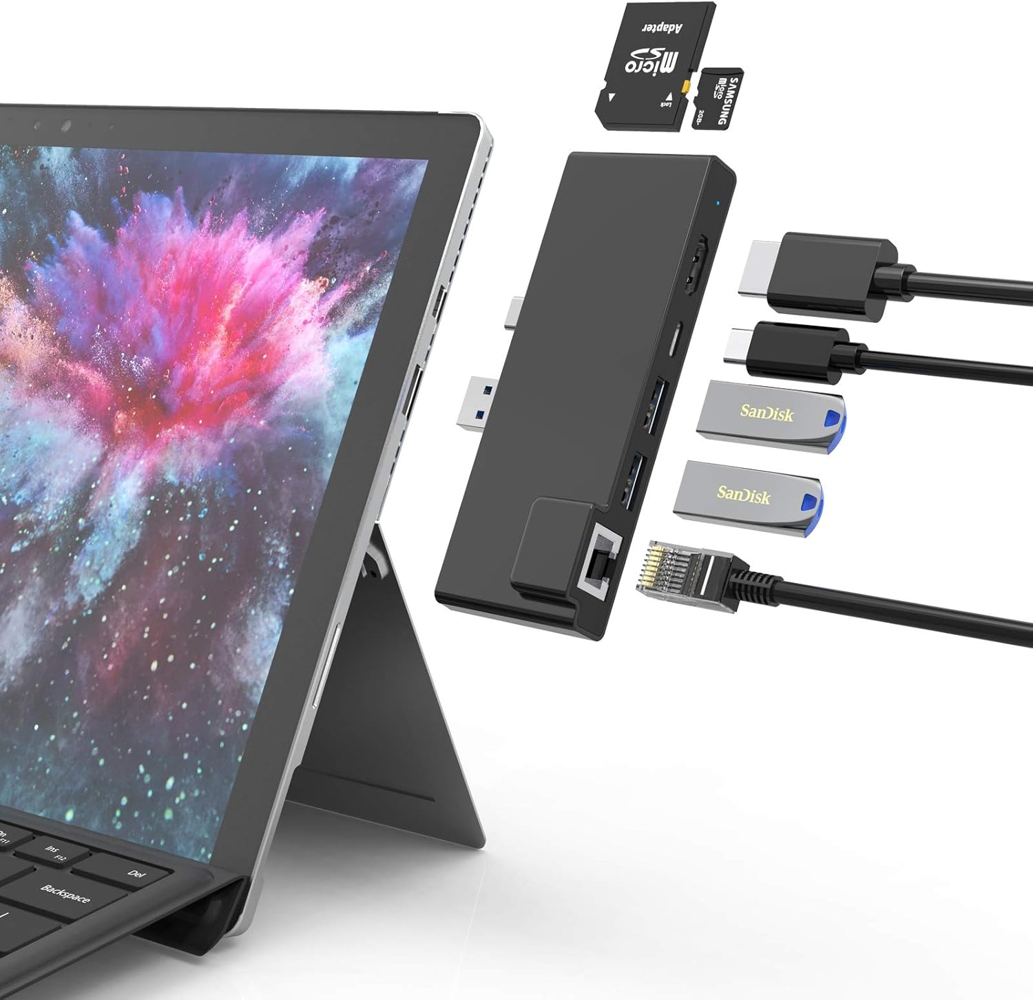 Mini estación de acoplamiento para Surface Pro 7, puerto Gigabit ...