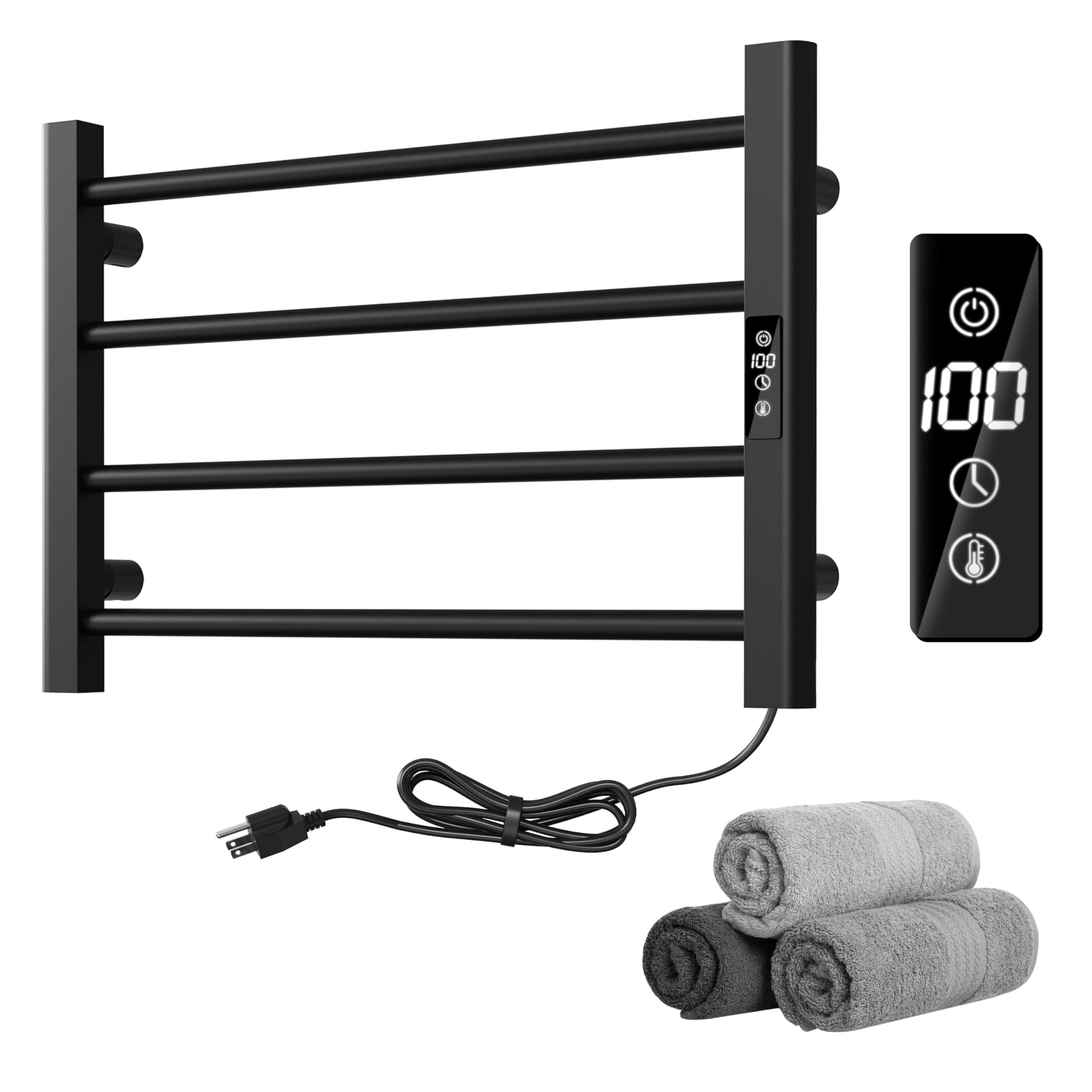 Towel Warmer Rack 4-Bars Heated Towel Rack with Built-in Timer ...