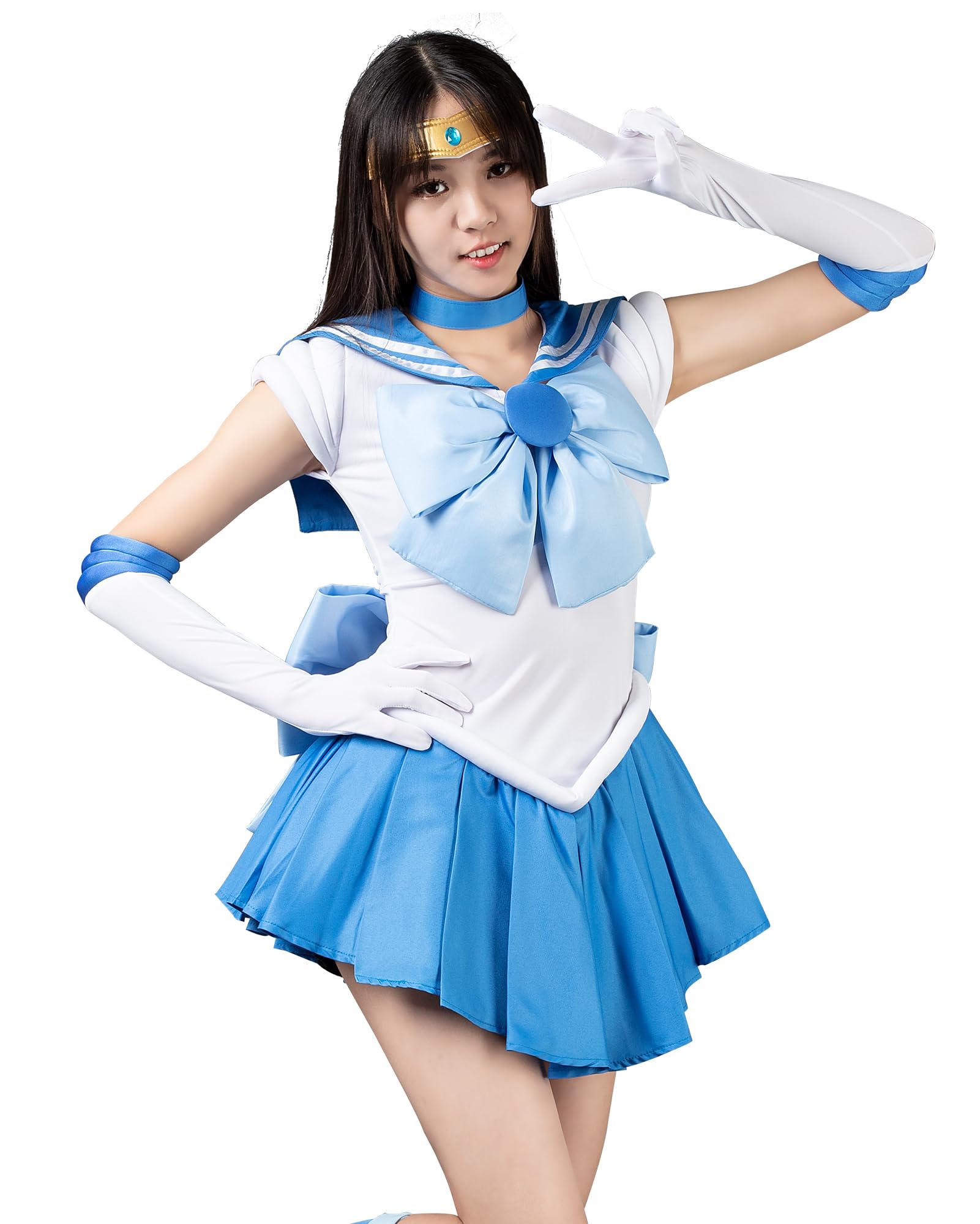 Cosfun Anime Sailor Cosplay Costume Blue Sailor Uniform Dress for ...