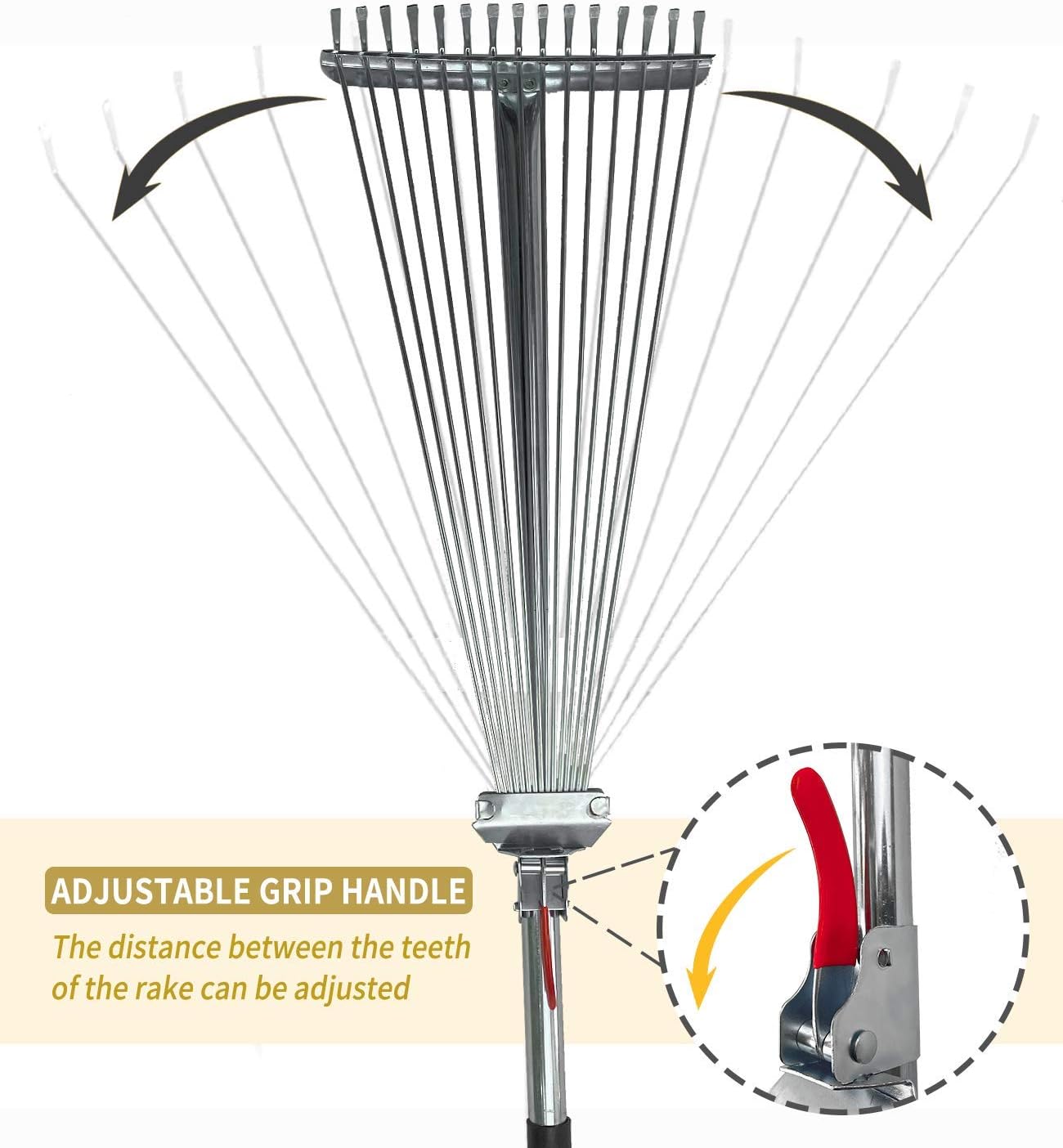 Rakes SHADE SPRING 65 inch Adjustable Leaf Rake Lightweight Metal Rake ...