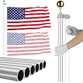 Amazon.com : 25 FT Sectional Flag Pole for Outside Inground, Heavy Duty ...