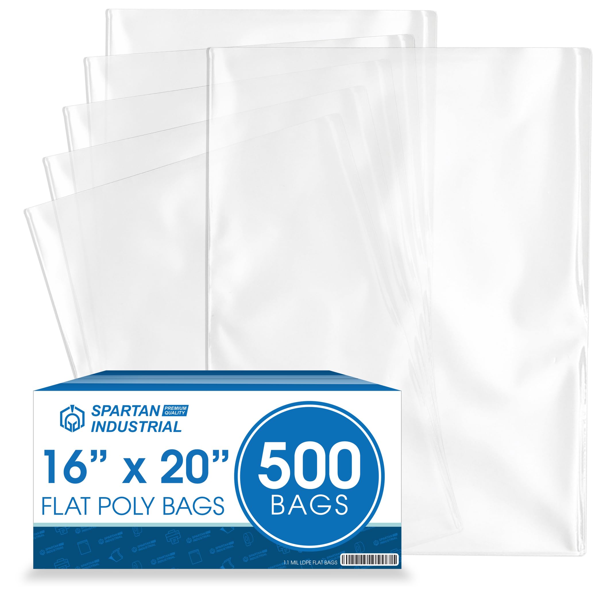 Spartan Industrial - 16” X 20” (500 Count) 1.1 Mil Flat Open End Clear ...