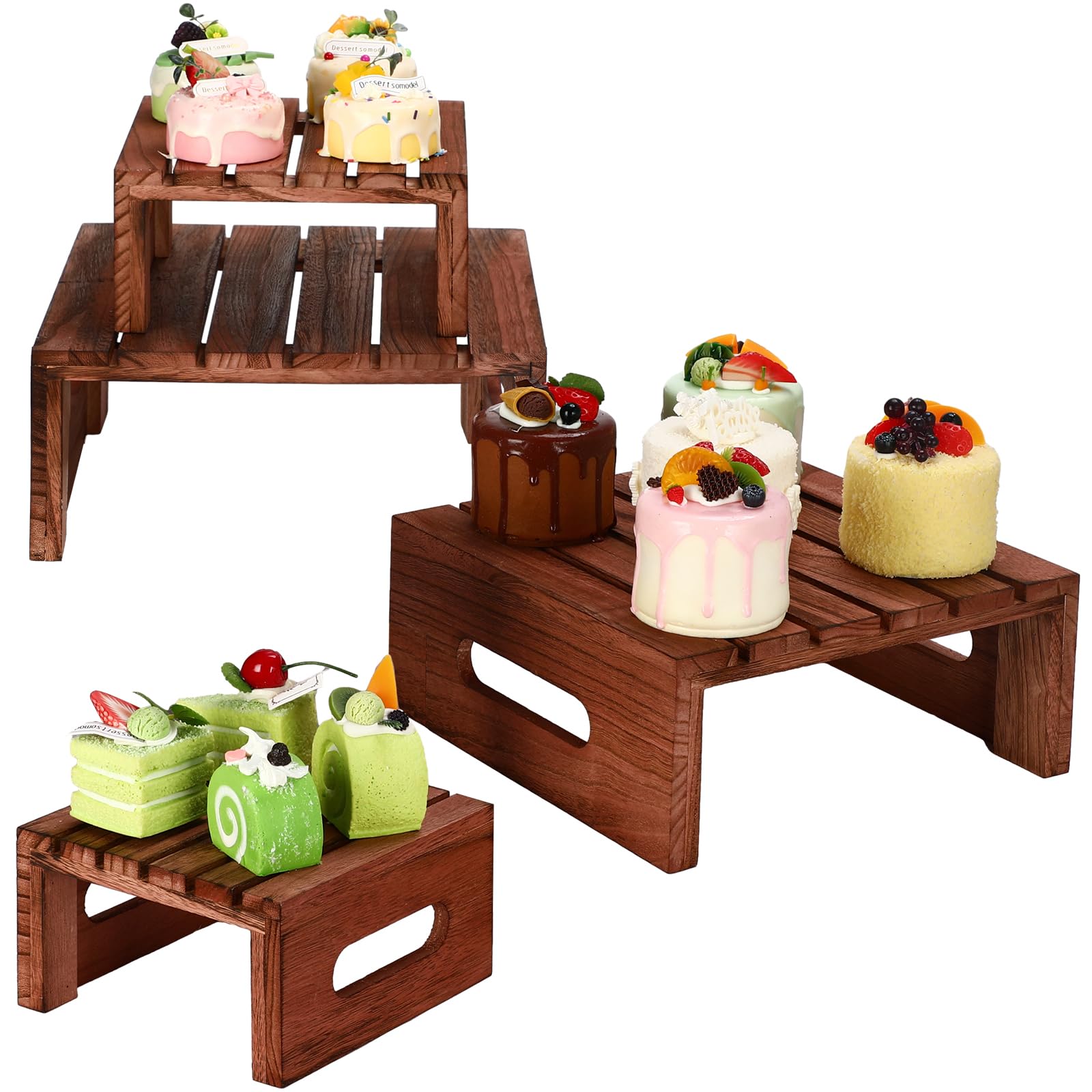 Nitial 4 Pcs Wood Cupcake Display Stand Decorative Dessert Appetizer ...