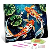 Amazon.com: Lxmsja 5D Good Luck Koi Fish Dimaond Painting Kits, DIY ...