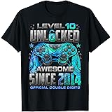 Amazon.com: Level 10 Unlocked T-Shirt Vintage 10th Birthday Video Games ...