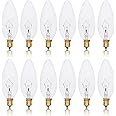 Simba Lighting Candelabra Torpedo Clear B10 CTC 25W E12 Base (12 Pack) Decorative Incandescent ...