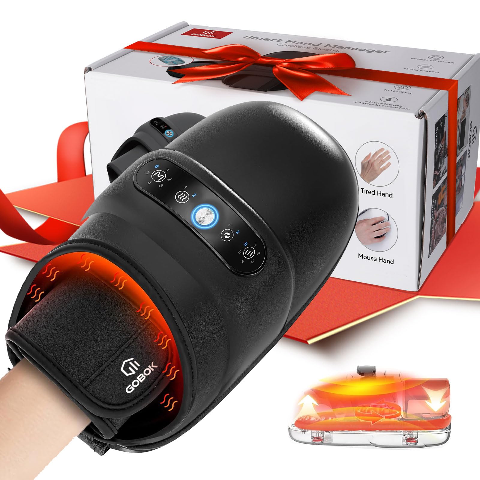 GOBOK Hand Massager with Auto-Roller Massage for Arthritis Carpal ...