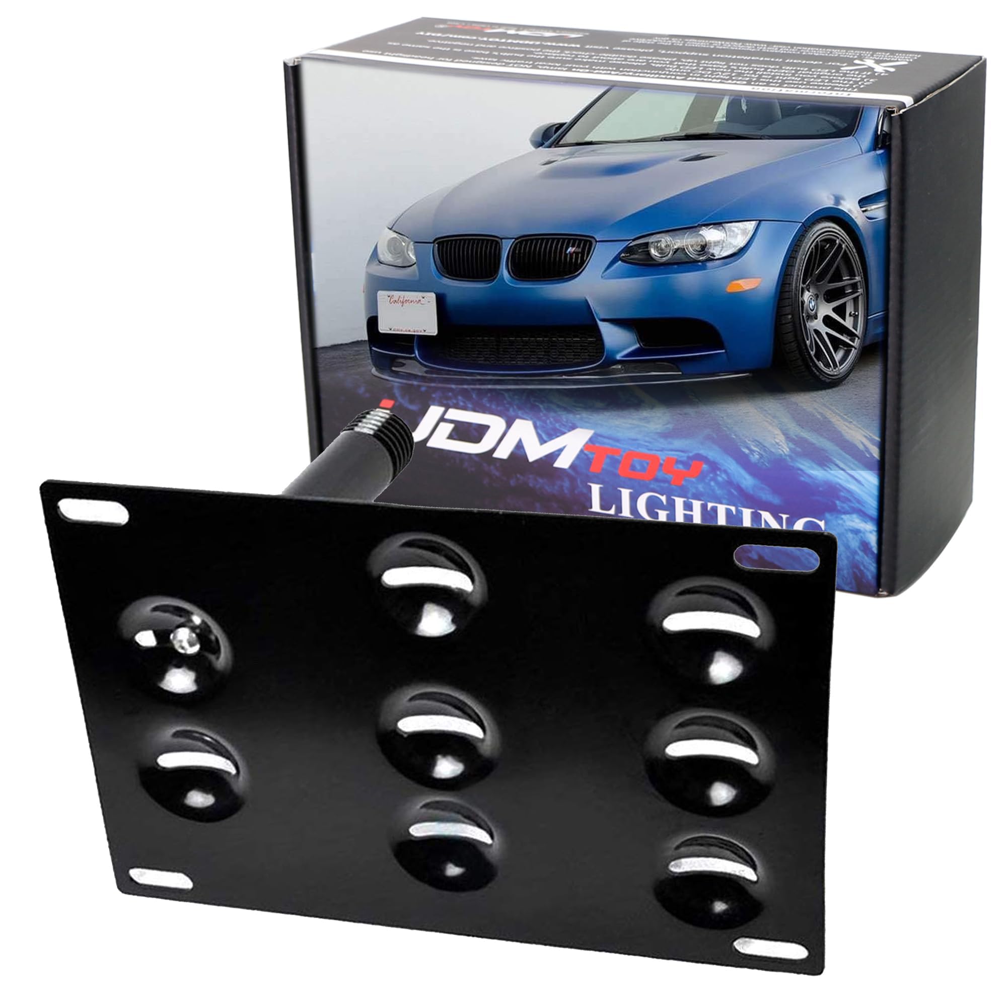 iJDMTOY No Drill Front Bumper Tow Hook License Plate Mounting Bracket Adapter Kit Compatible ...