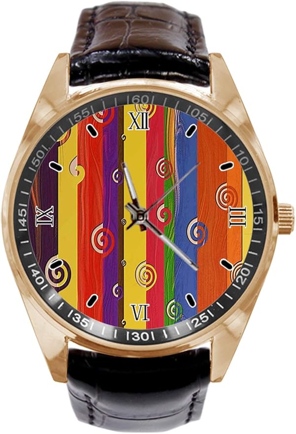 Abstract Colourful Texture Swirl Custom Design Wrist Watch Analog ...