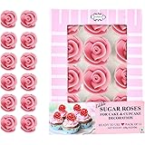 Amazon.com: Confect Edible Rose Cake Toppers For Cupcakes & Doughnut ...