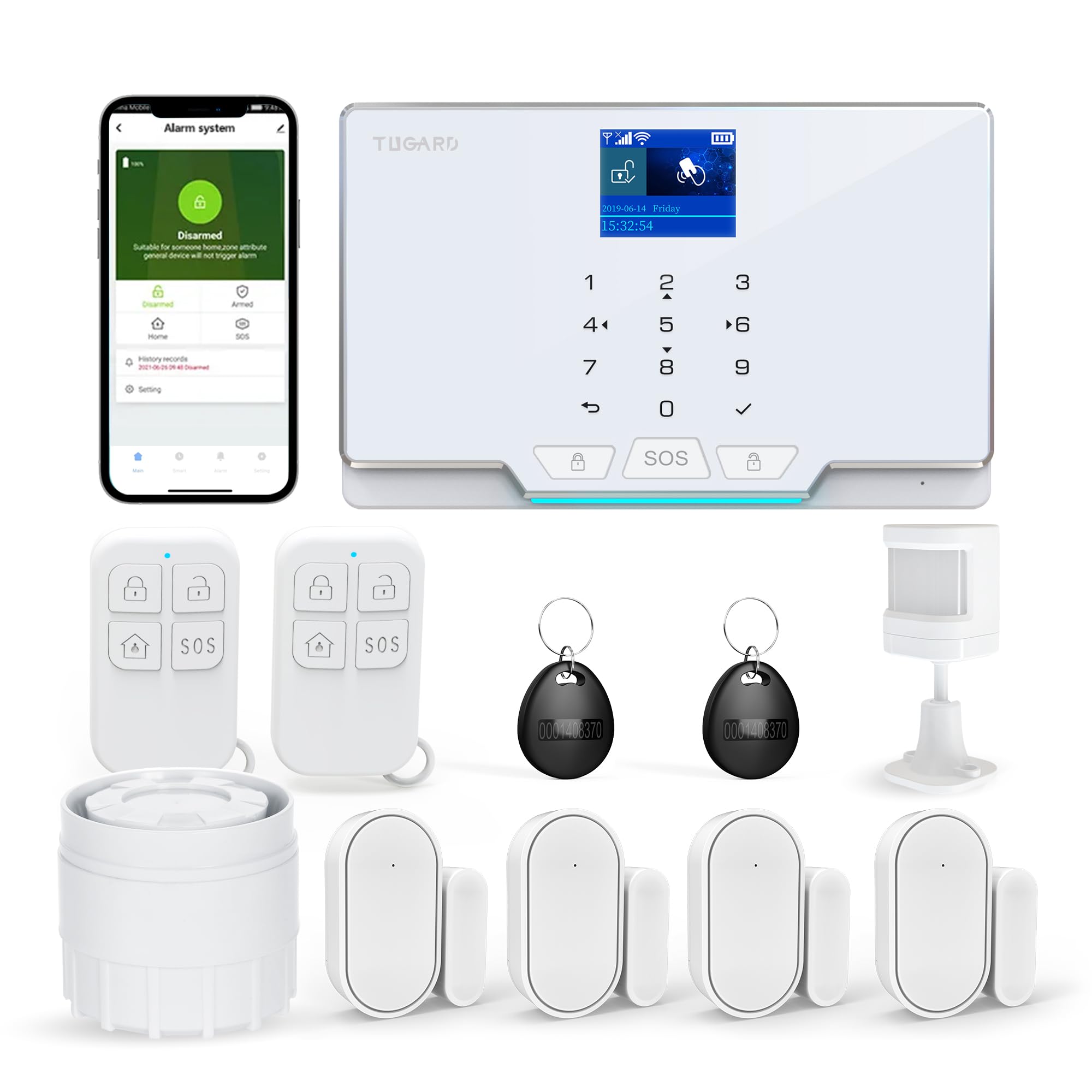 Home Alarm System,12 Pieces Smart Home Alarm Security System DIY No ...