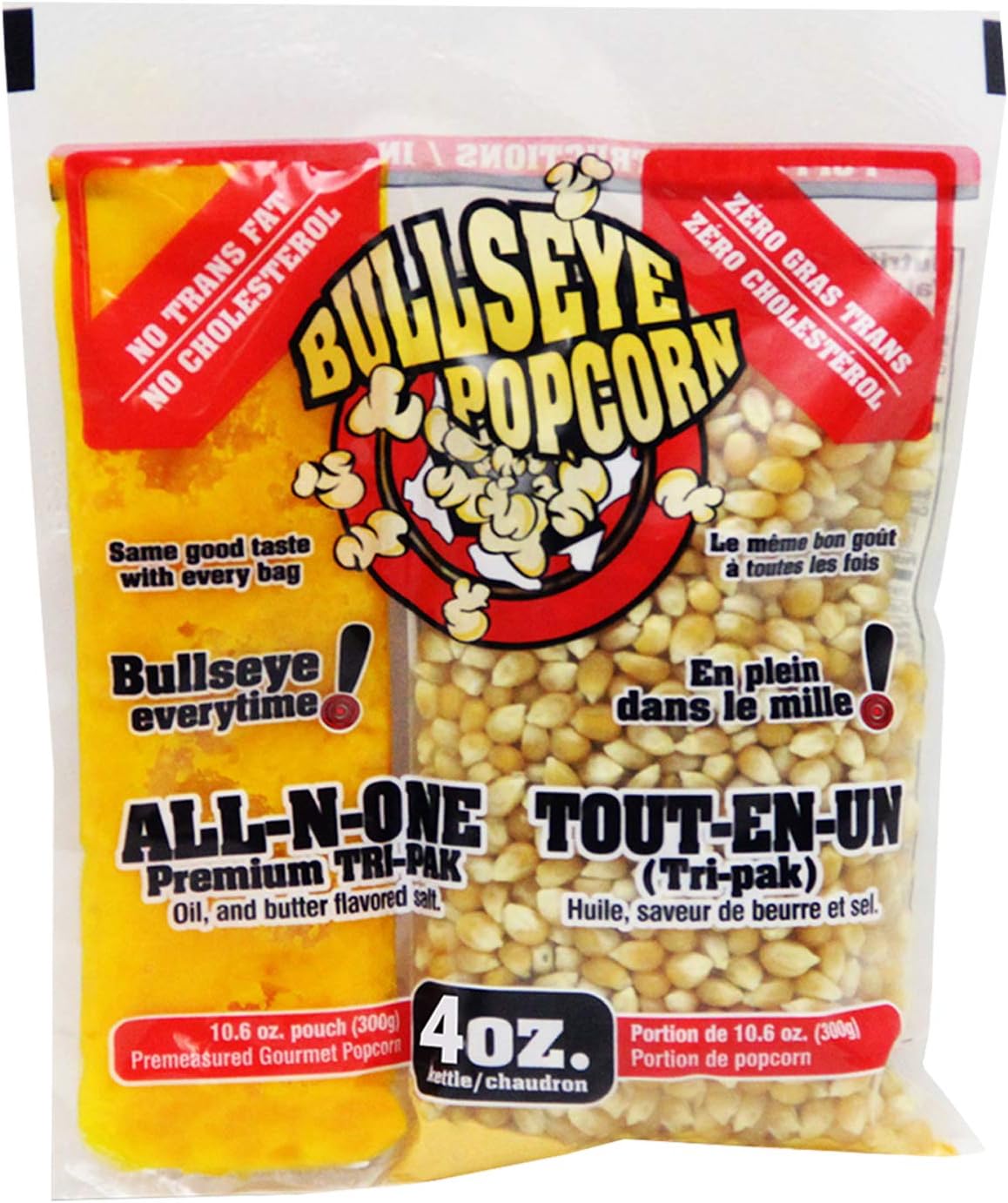 Bullseye Popcorn All-in-ONE Prepack Buttery Popcorn kit. 48PACK of 4oz ...