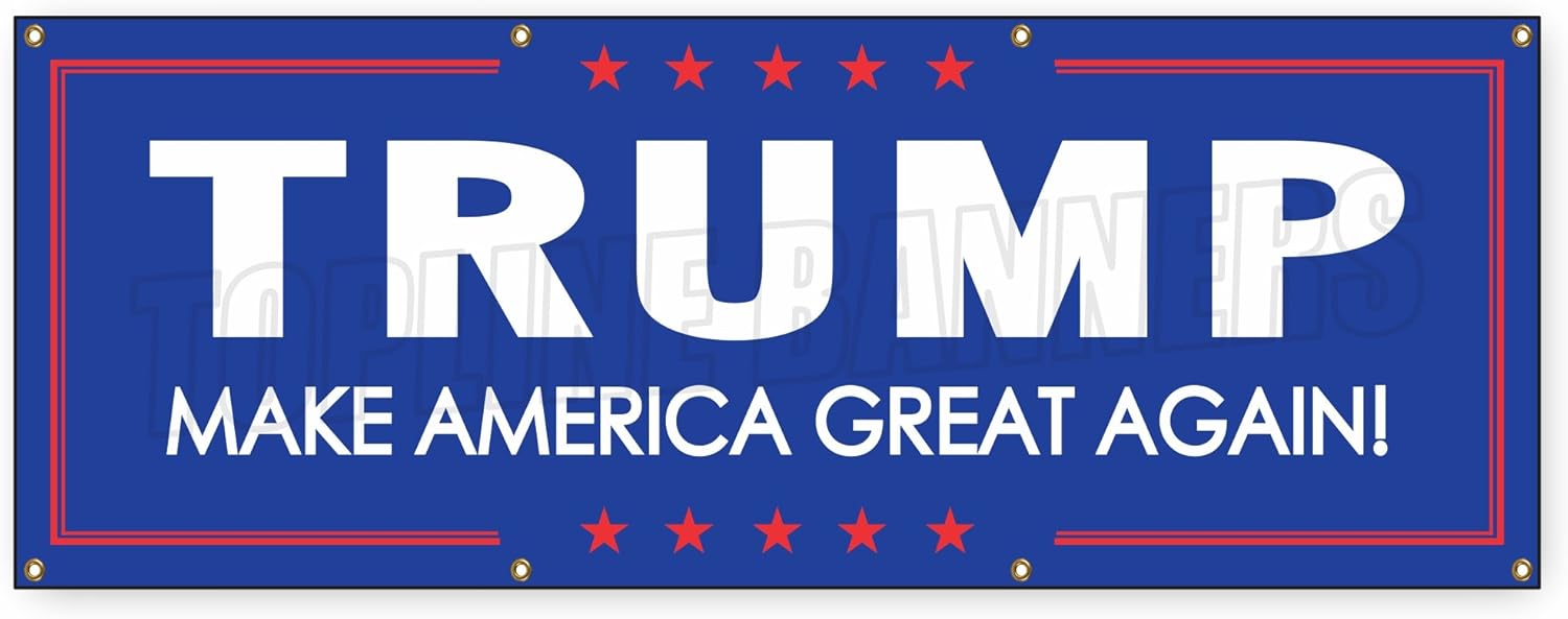 Amazon.com : 3 ft x 8 ft DONALD TRUMP BANNER SIGN red stars president ...