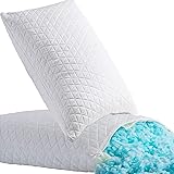 Amazon.com: Bed Pillow Shredded Memory Foam Pillows 2 Pack Cooling Adjustablefor Sleeping Good ...