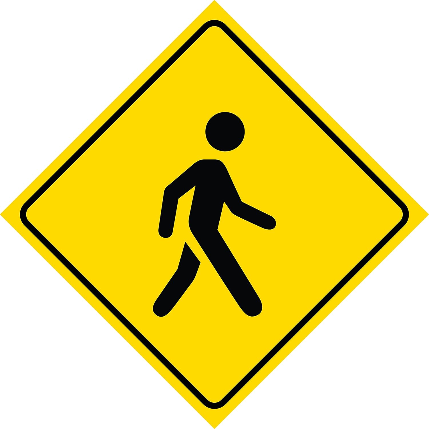 Amazon.com: 2 Pack - Yellow Diamond Caution Walking Pedestrian Person ...