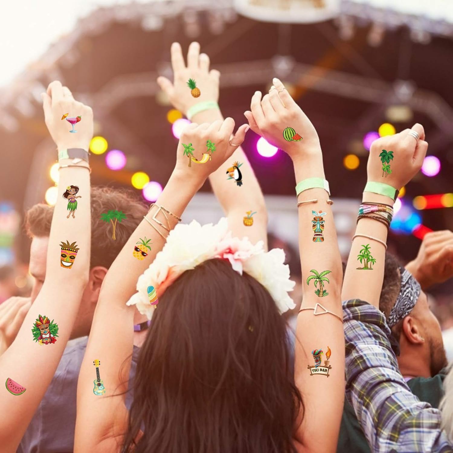 ZERHOK Hawaiian Temporary Tattoo, 12 Sheets Aloha Tattoos Tropical ...