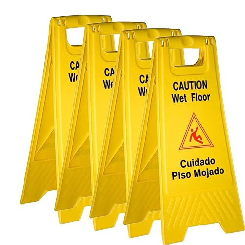 Tiger Chef Yellow Wet Floor Caution Sign, 2-sided Fold-out, Floor ...