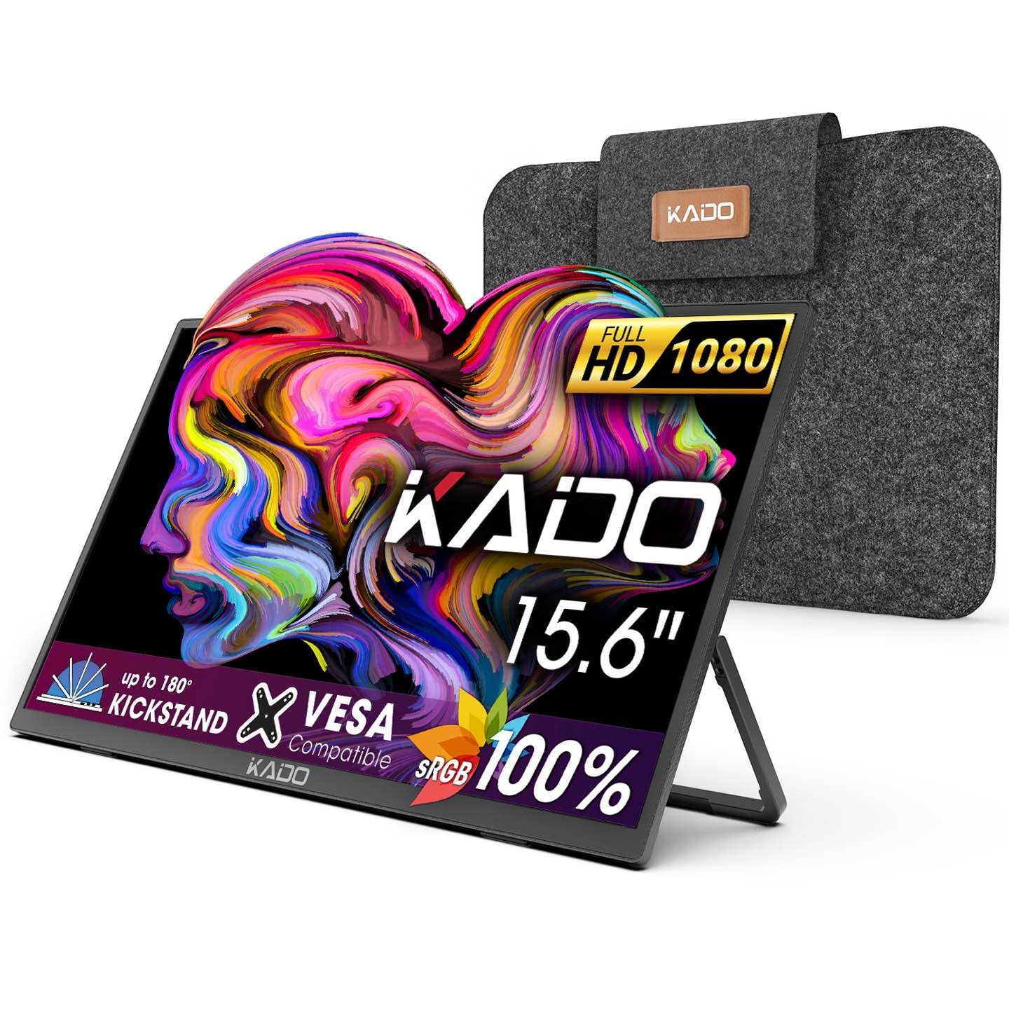 Kado Portable Monitor 15.6'' FHD 1080p, 100% sRGB Ultra-Slim Laptop ...