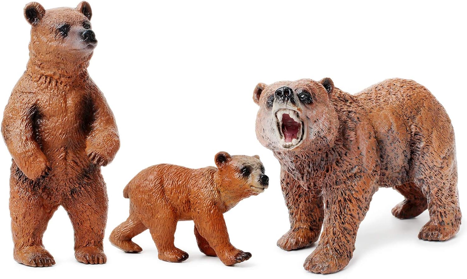 Amazon.com: UANDME Grizzly Bear Toy Figurines Set, Brown Bears Figures ...