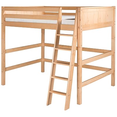 Buy Camaflexi Panel Style Solid Wood High Loft Bed, Full, Side Angled ...