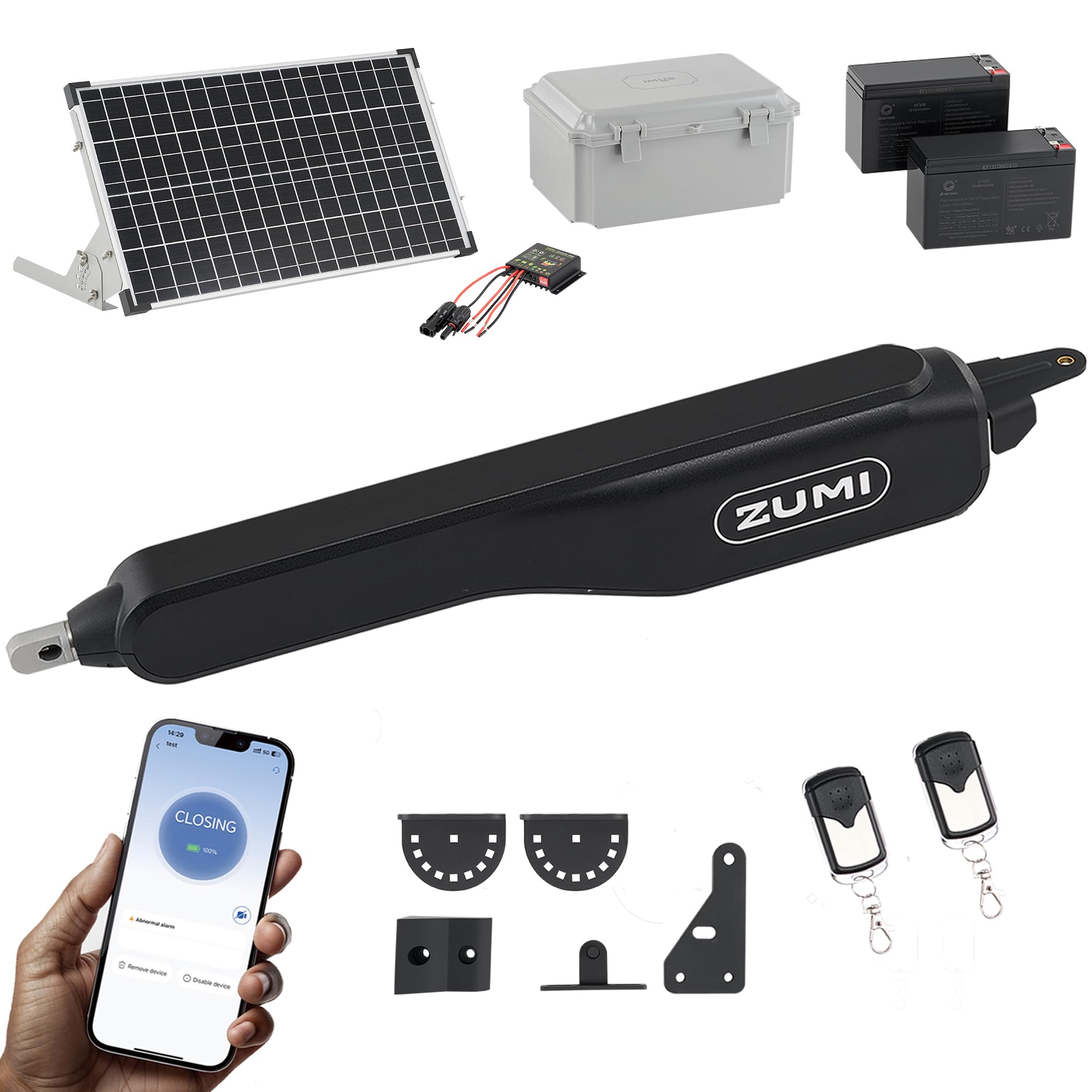 ZUMI Automatic Solar Gate Opener, Smart App Control Swing Gate Opener ...