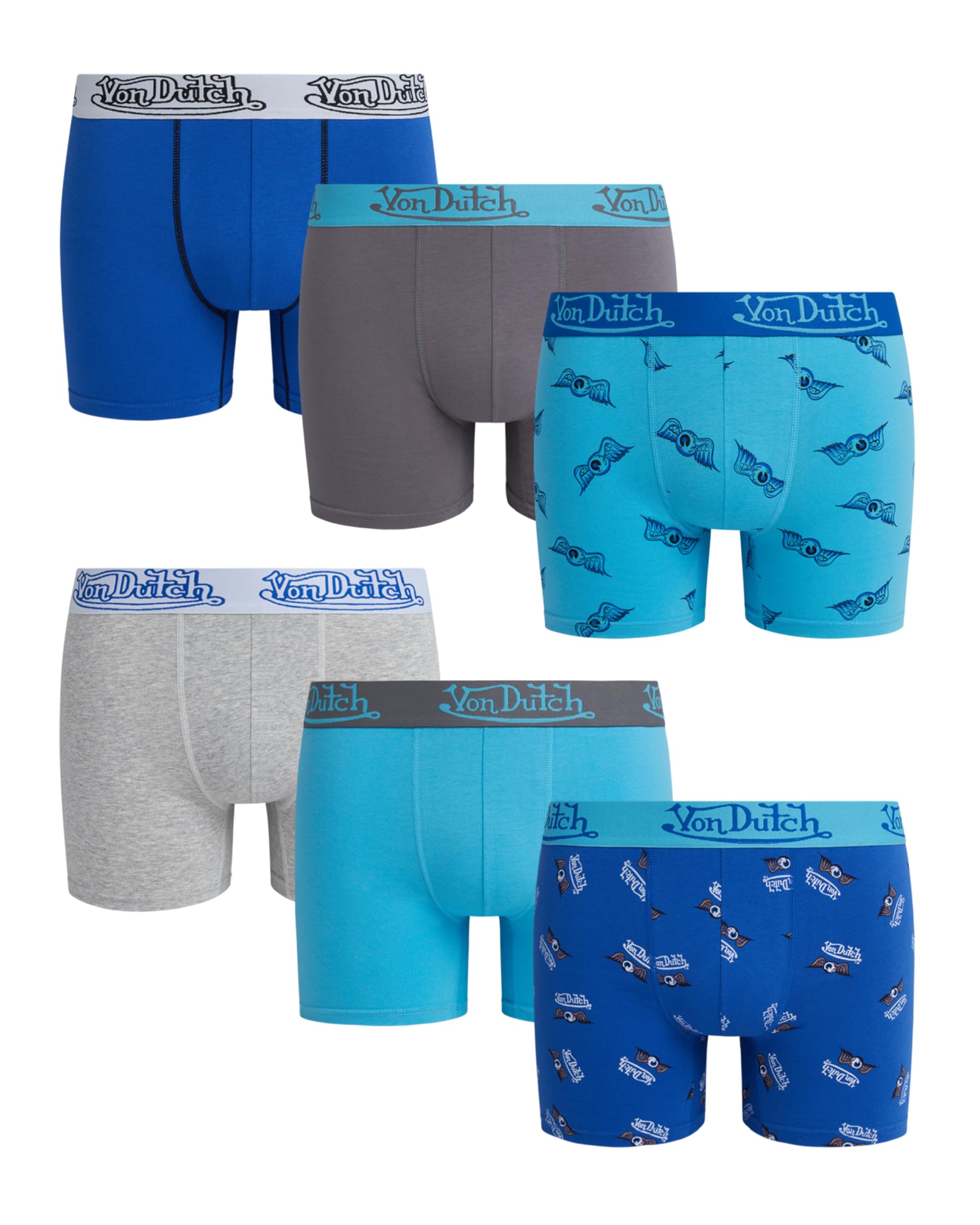 Von Dutch Mens Boxer Briefs - 6 Pack Moisture Wicking Tag Free Stretch ...