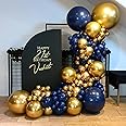 Amazon.com: 187pcs Navy Blue and Gold Balloons Arch Garland Kit, 5 10 12 18 inch Royal Blue Gold ...