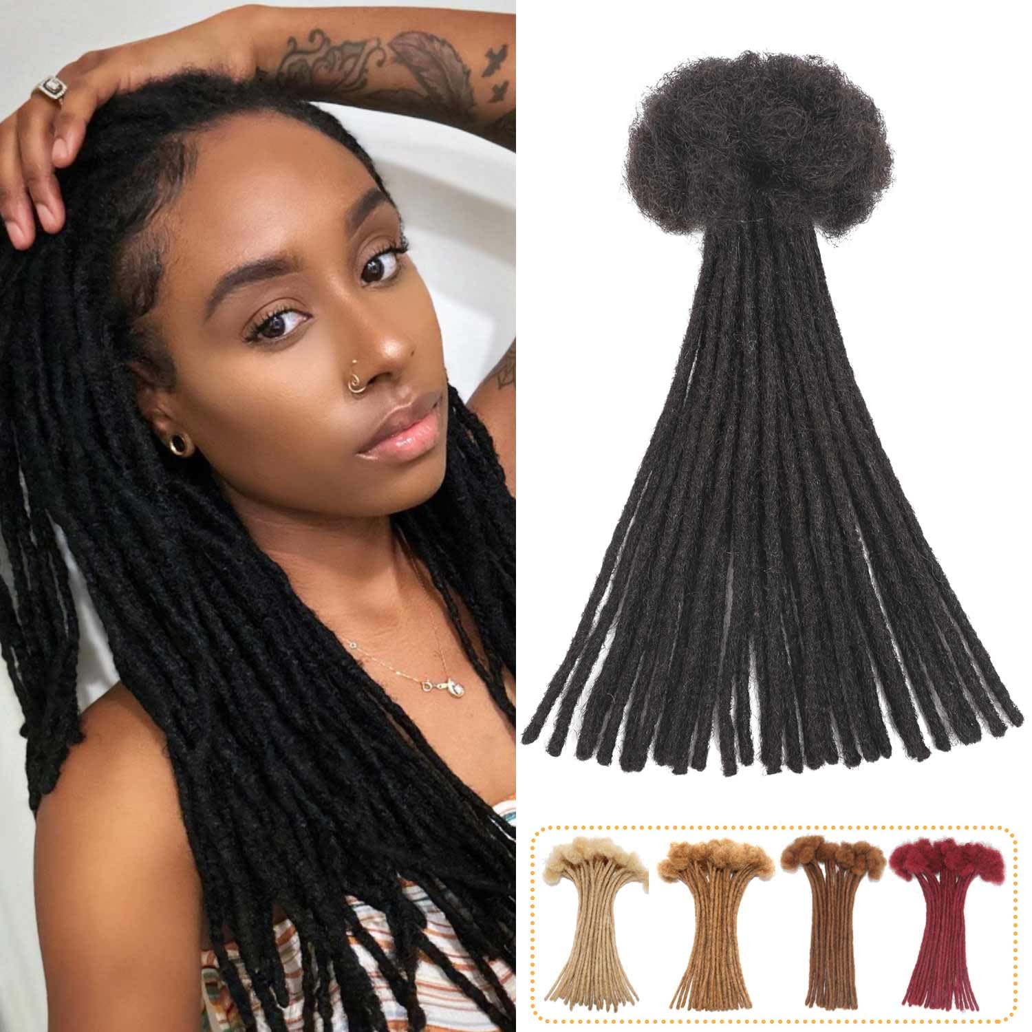 Loc Extensions Human Hair 0.4 cm 14 Inch 30 Strands Dreadlock ...