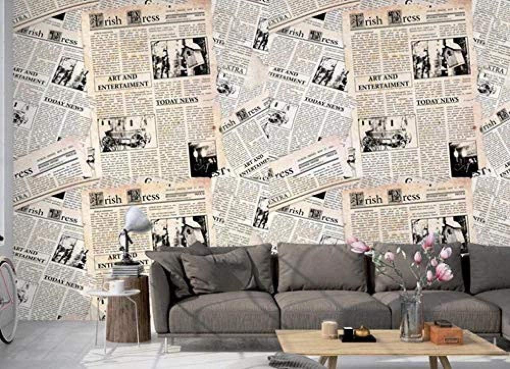 Papel pintado Vintage Old Periódico Amarillo Personalidad para paredes ...