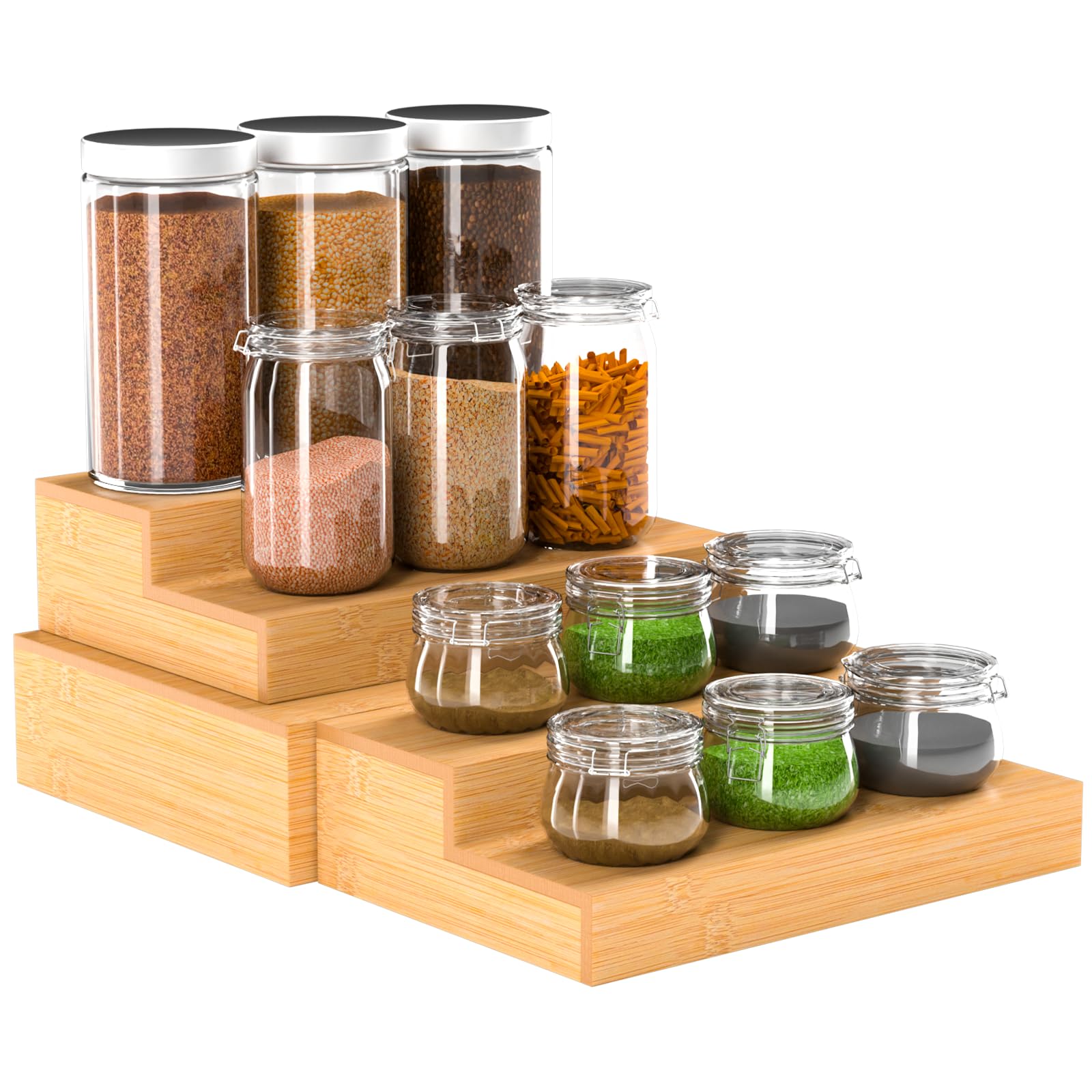 Youpehom Spice Rack, Bamboo Spice Rack Kitchen Cabinet Organizer ...