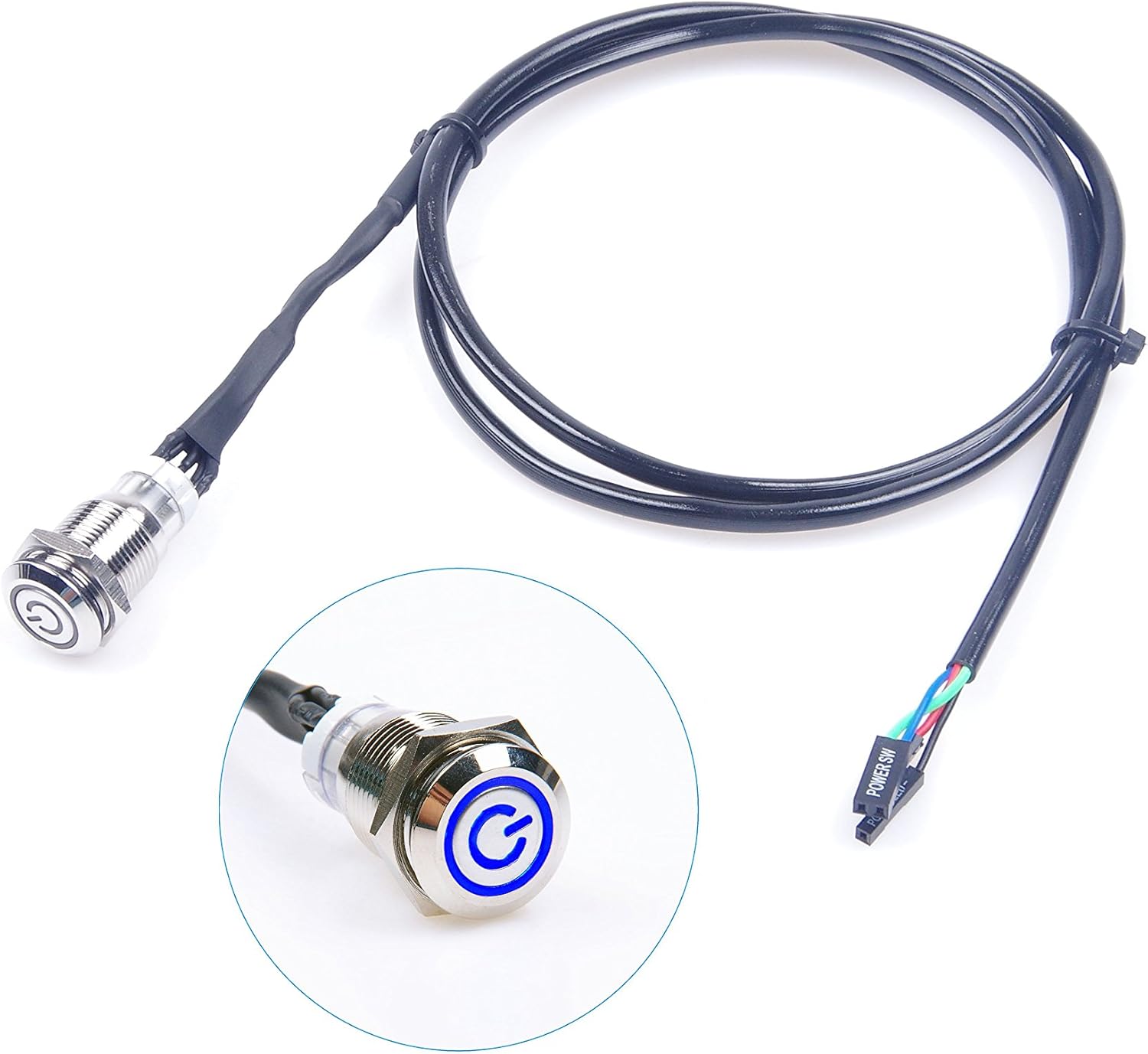 Amazon.com: KNACRO 16mm Chassis Switch with 1M 3.3ft Cable Blue LED ...