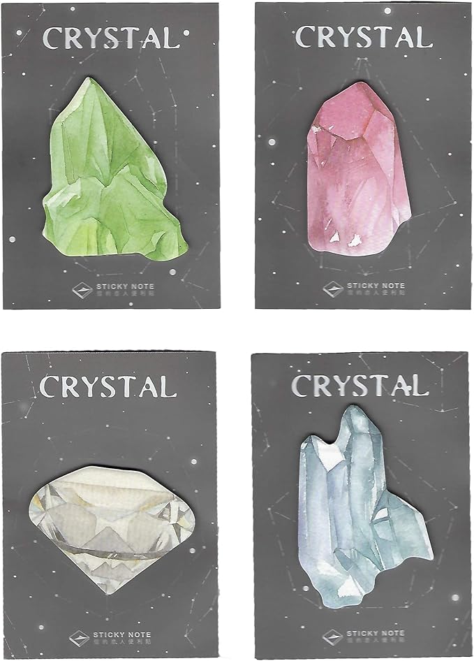 Amazon.com : Crystals and Diamond Sticky Note Set of 4 - Crystal Shaped ...