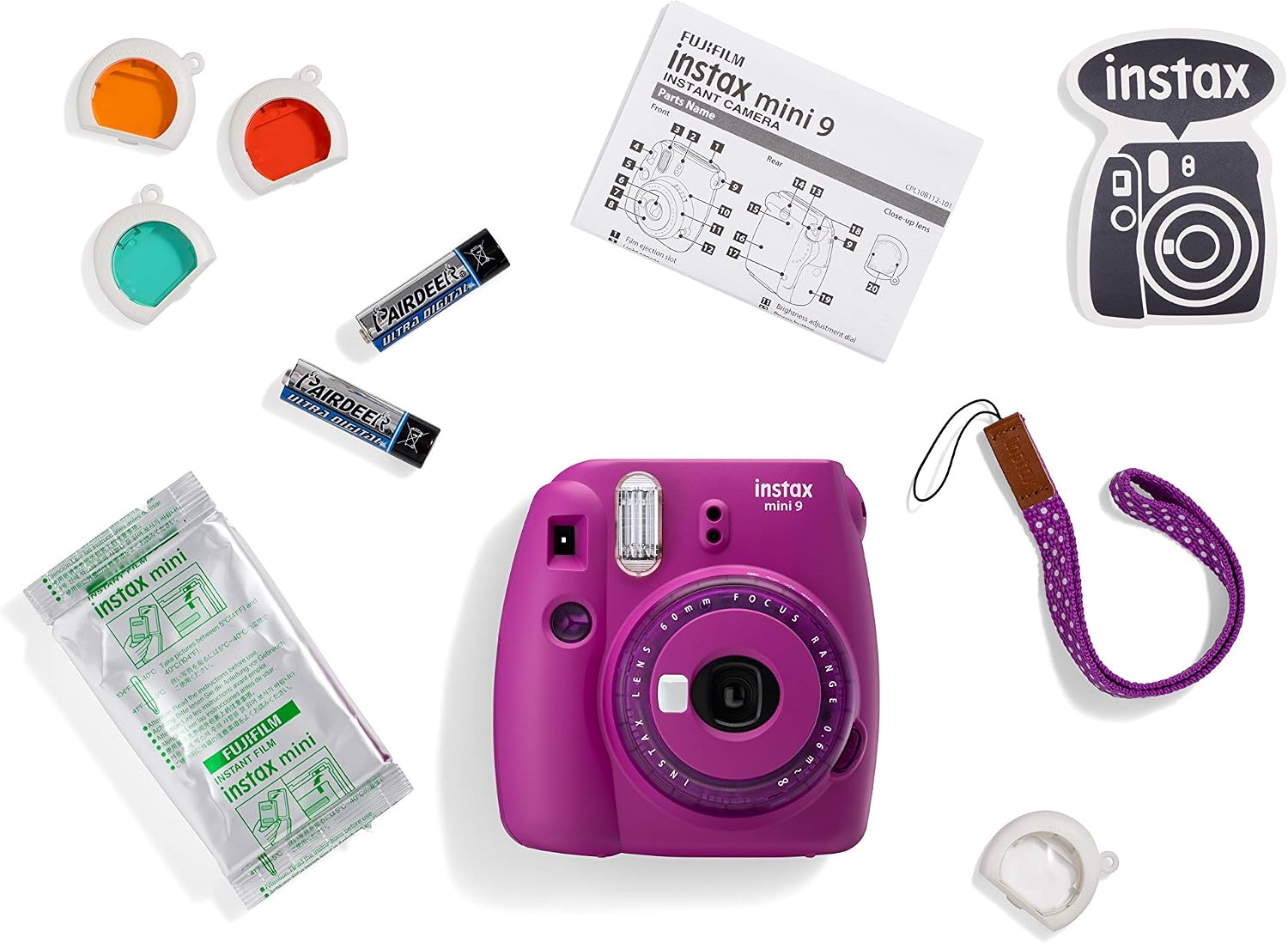 Instax Mini 9 Clear Camera with 10 shots, Purple & Mini Film, 20 Shot ...