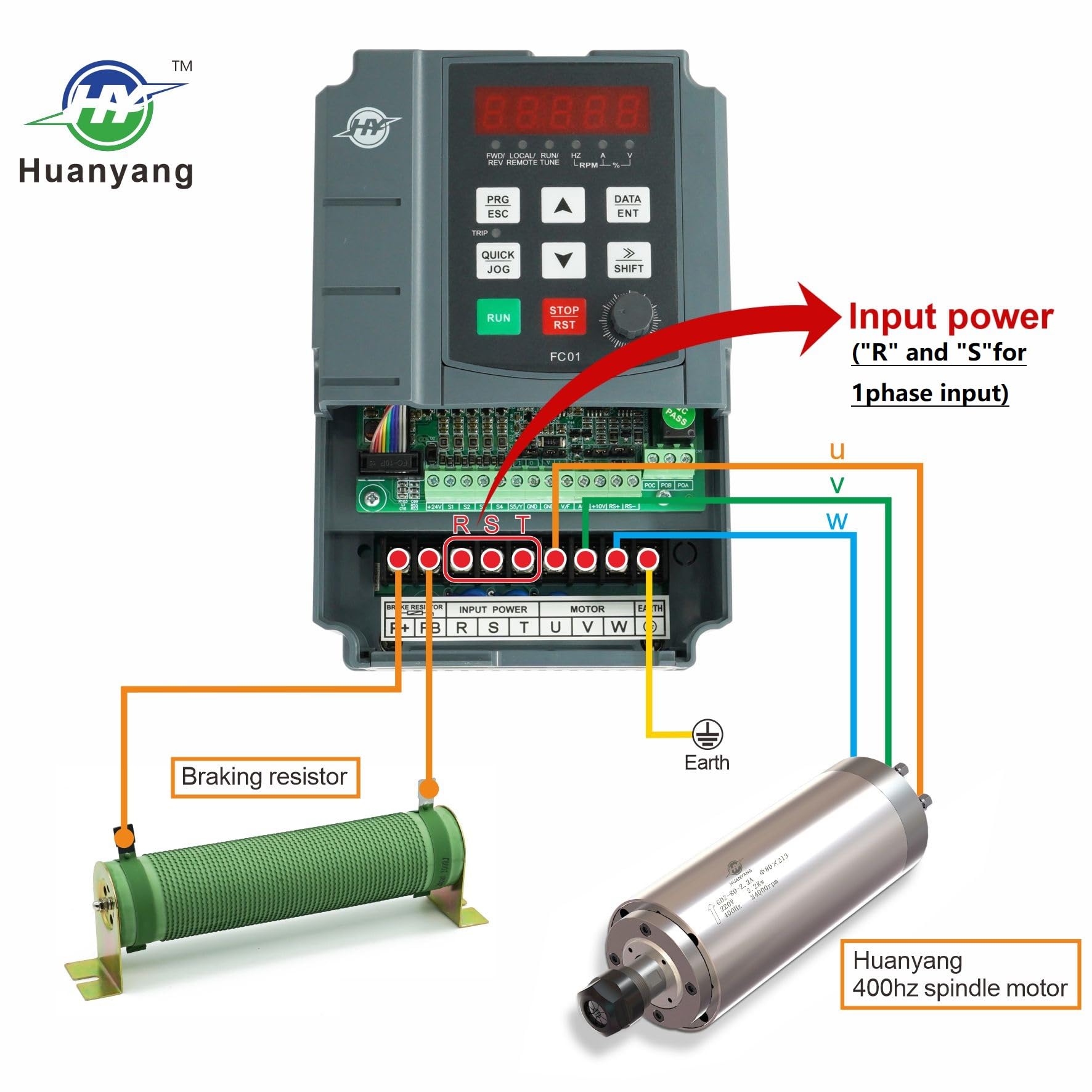 Mua HY HUANYANG VFD,Single-Phase to 3-Phase Converter,for 4kW 5HP 220V 3-phase Motor Speed ...