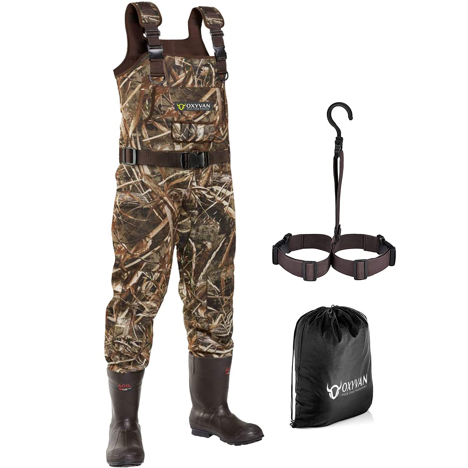OXYVAN Duck Hunting Waders with 600G Rubber Boots Waterproof Insulated ...