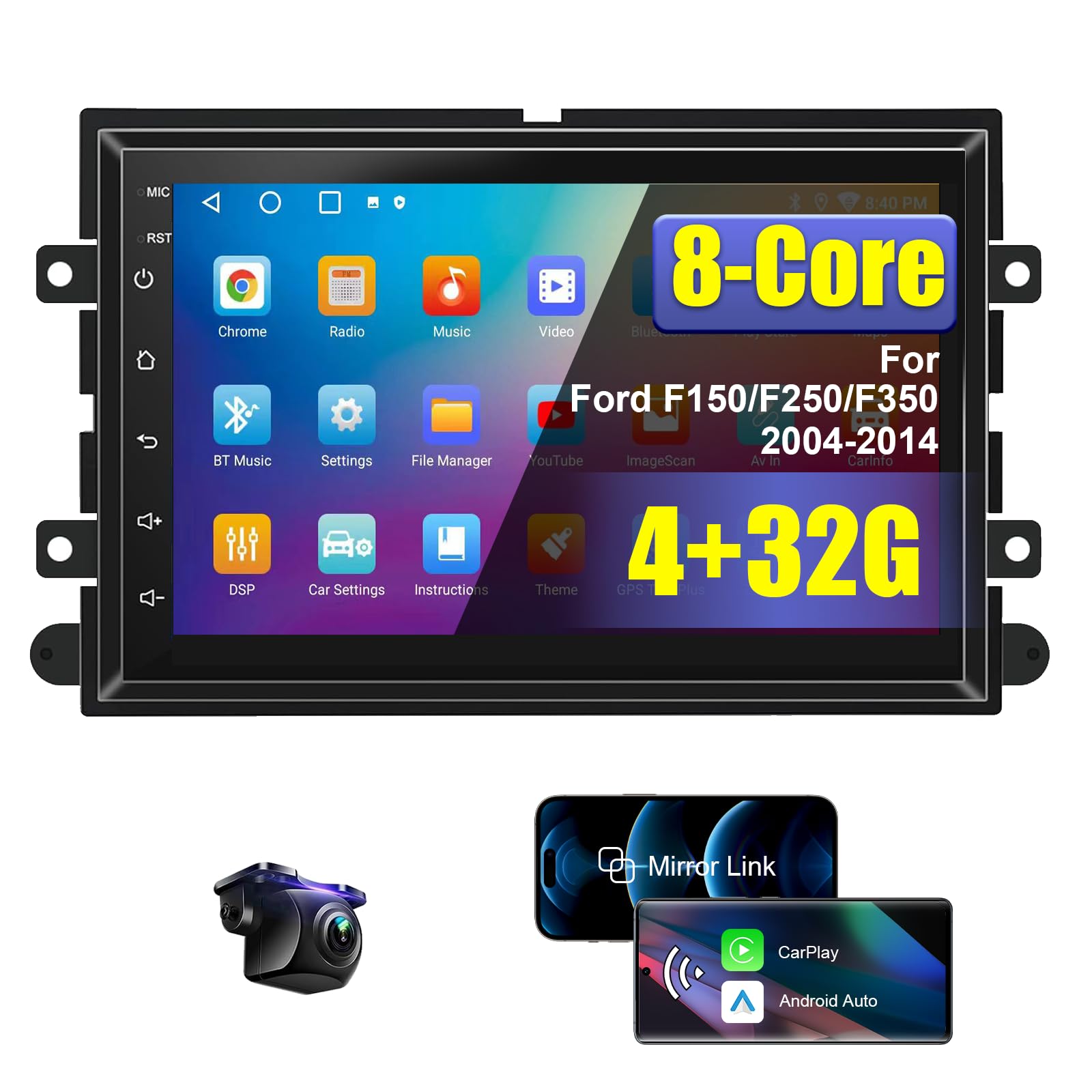 8 Core 4+32G Car Radio Stereo for Ford F150/F250/F350 2004-2014 with ...