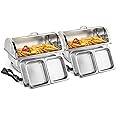 Amazon.com: ROVSUN 2 Pack Electric 9 QT Chafing Dishes Buffet Set,NSF Stainless Steel Roll Top ...