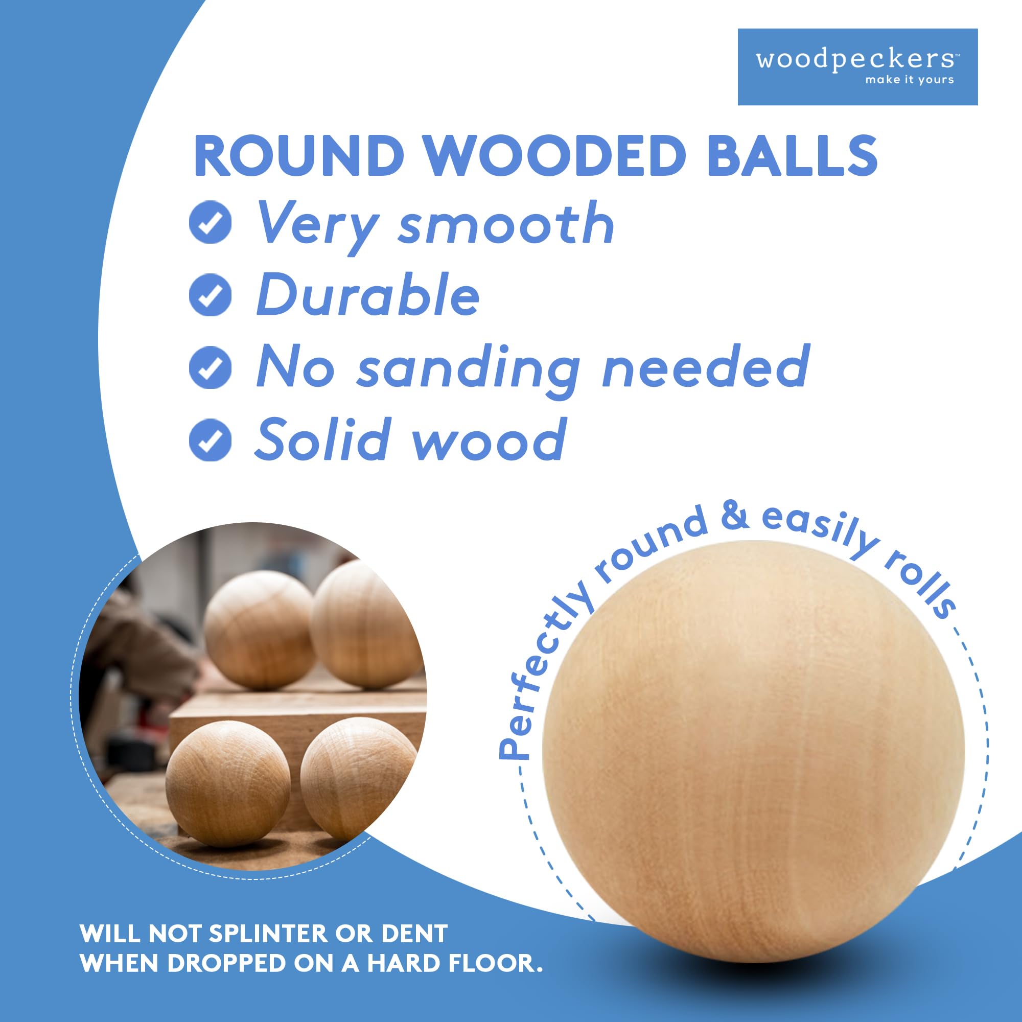 Mua 1-1/2 inch Wooden Round Balls, Bag of 5 Unfinished Wood Round Balls ...