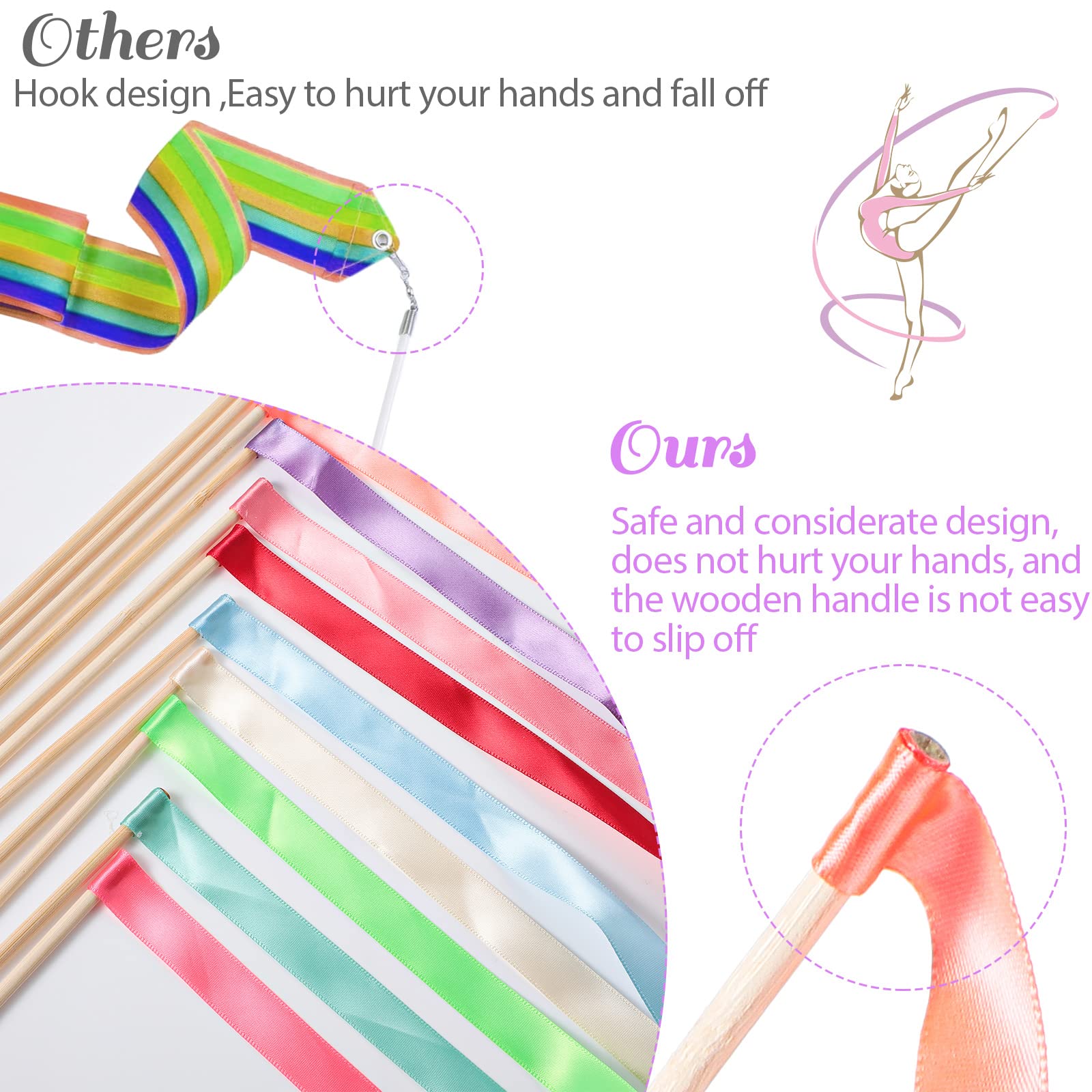 Mua 50 Pieces Dance Ribbons Streamers Dancer Wand for Kids 6.6 Feet ...