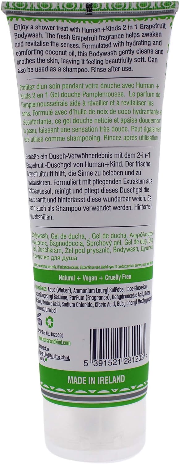Human+Kind – Body Wash – Grapefruit – Derivado Naturalmente 99% – 2 en ...
