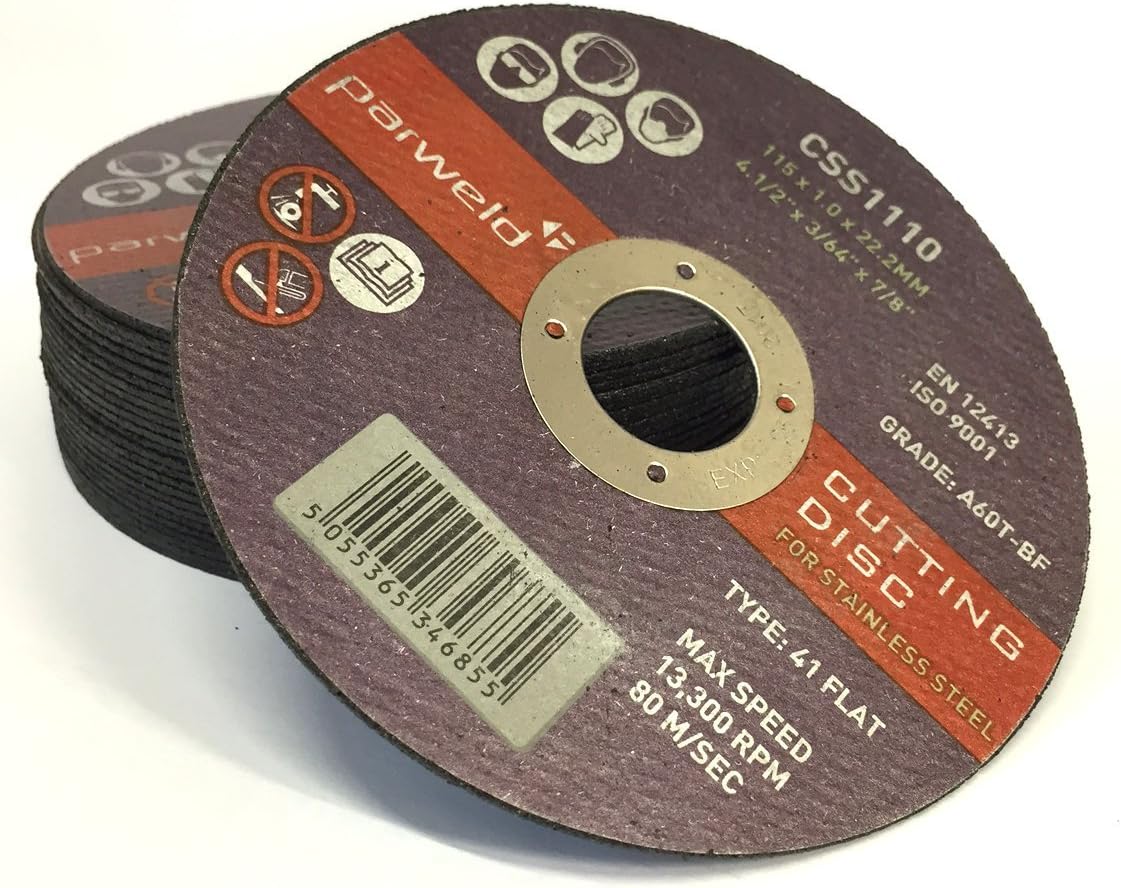(Pack of 50) PARWELD 115 x 1mm Thin Metal Cutting Discs for mild Steel ...