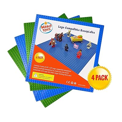 Buy Lego Compatible Baseplates 4 pieces of 10" x 10" in Blue and Green ...