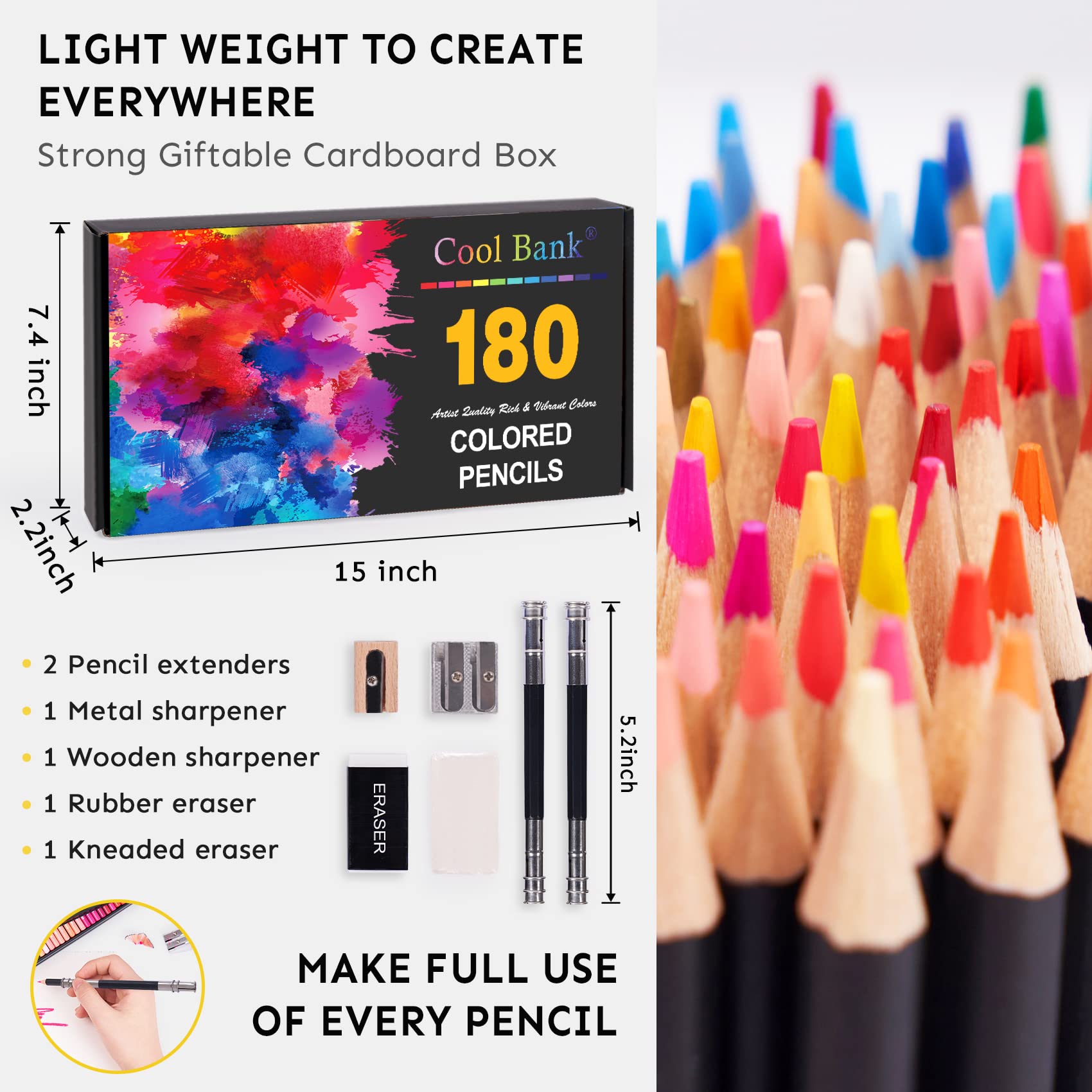 Mua 180 Professional Colored Pencils Set with Vibrant Colors - For ...