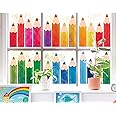 Amazon.com: Whaline 9 Sheets Back to School Watercolor Pencil Window ...
