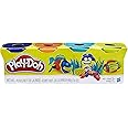 Amazon.com: Play-Doh pack of 4 (16 oz) colors Blue, Orange, Teal & Neon ...