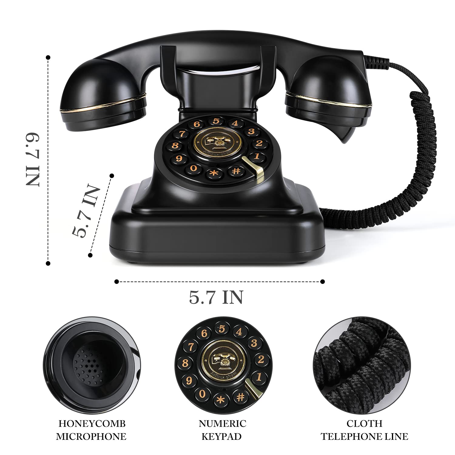 Mua Retro Landline Telephone, Sentno 1960's Vintage Corded Dial Phone ...