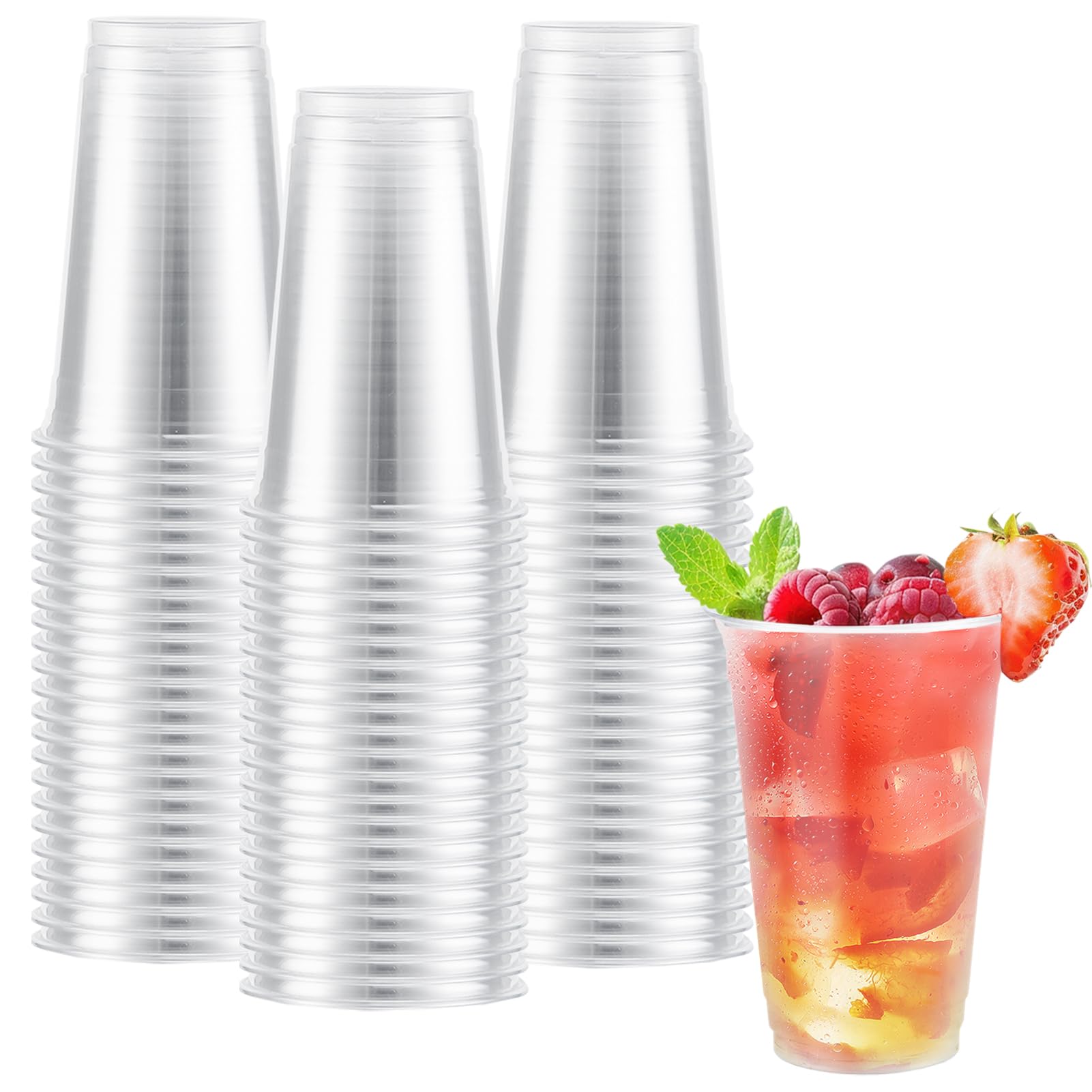 Clawsoff 100 Pack 16 oz Clear Plastic Cups, Disposable Plastic Party ...