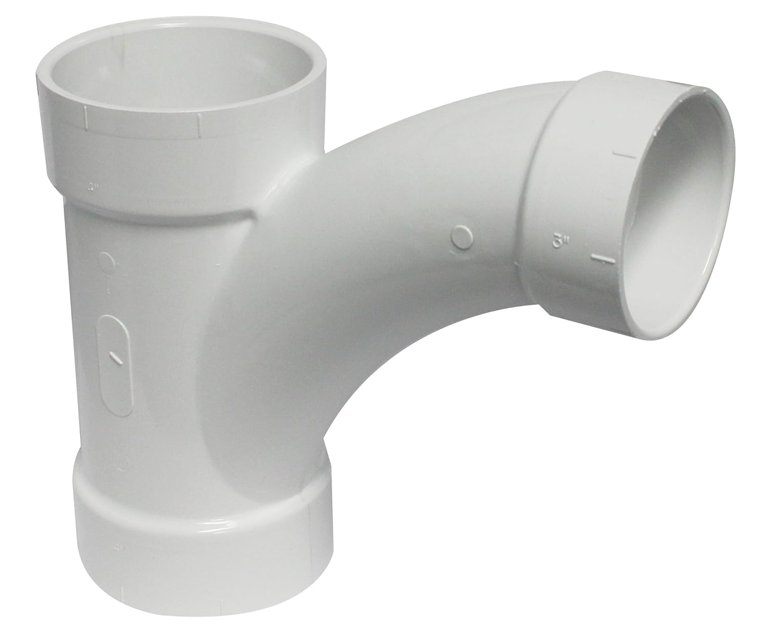 Canplas 194338 PVC DWV Long Turn TY, 4 x 4 x 3-Inch, White - Pipe ...