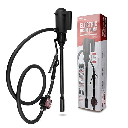 TERA PUMP TREDRUME-CH-M Telescopic Chemical Pump - Electric 55 Gal Drum Barrel Pump with Flow ...